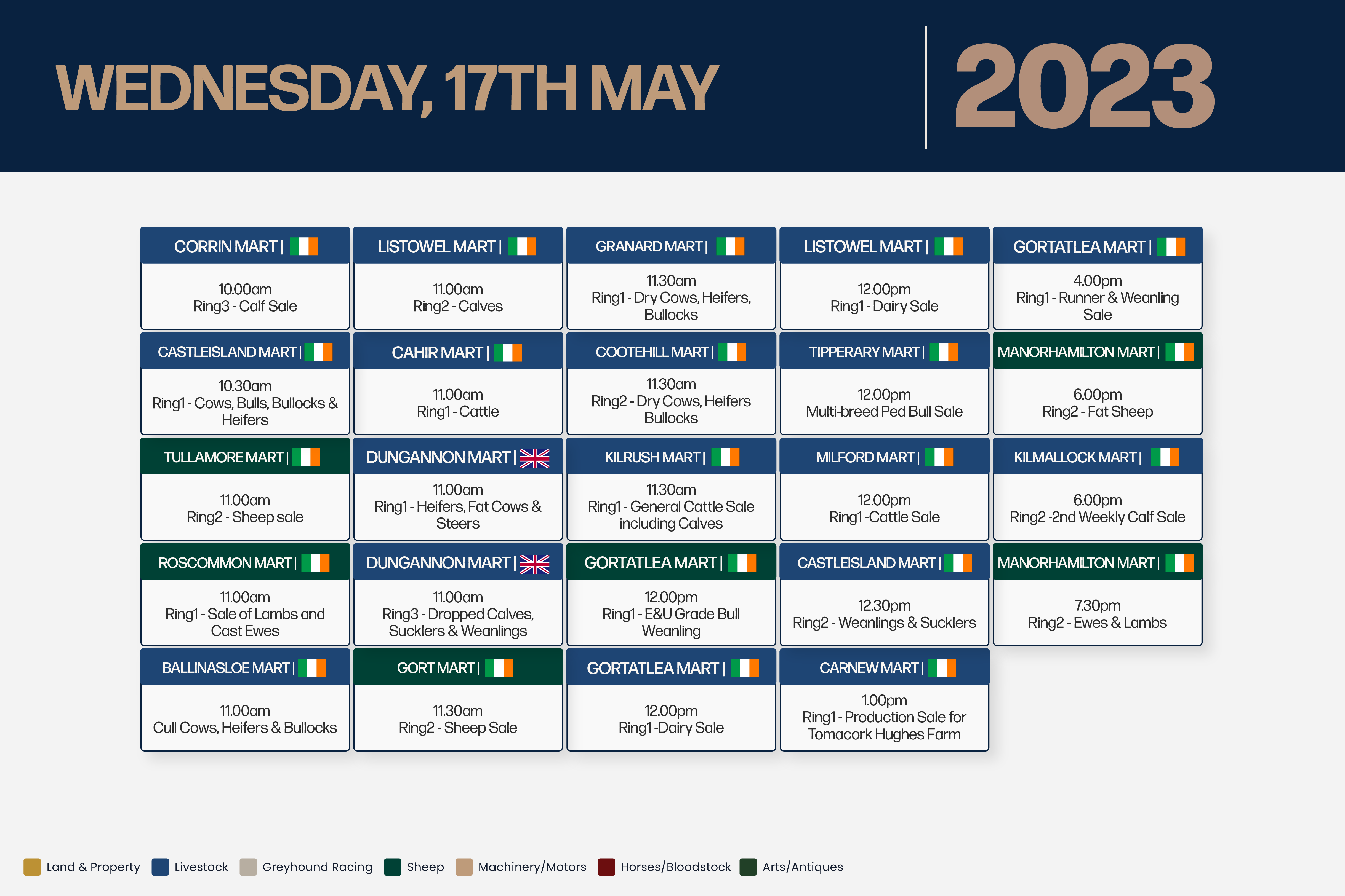 Online Auctions – Wednesday’s Calendar 17/05/2023 - LSL Auctions News