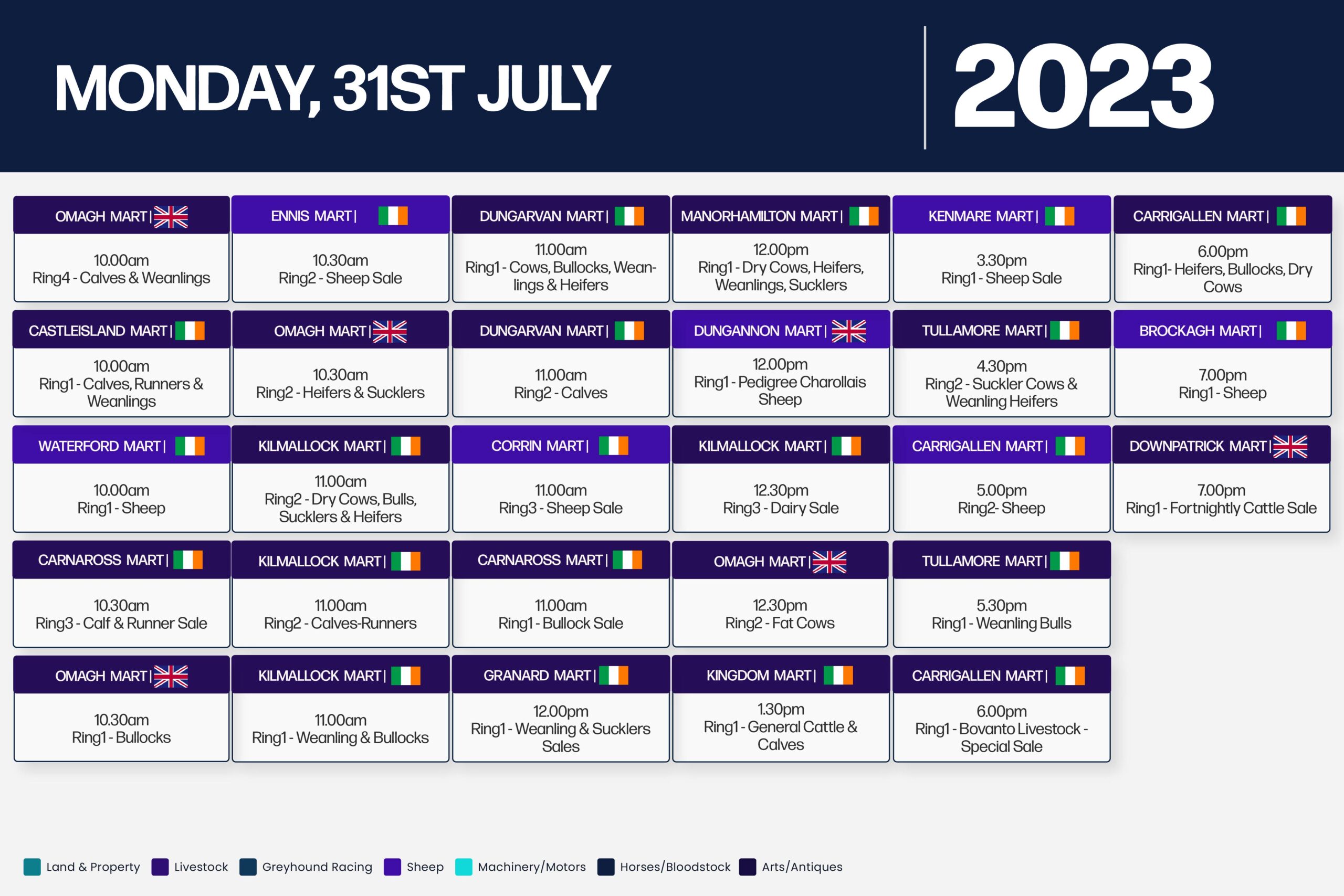 Online Auctions – Monday’s Calendar 31/07/2023 - LSL Auctions News